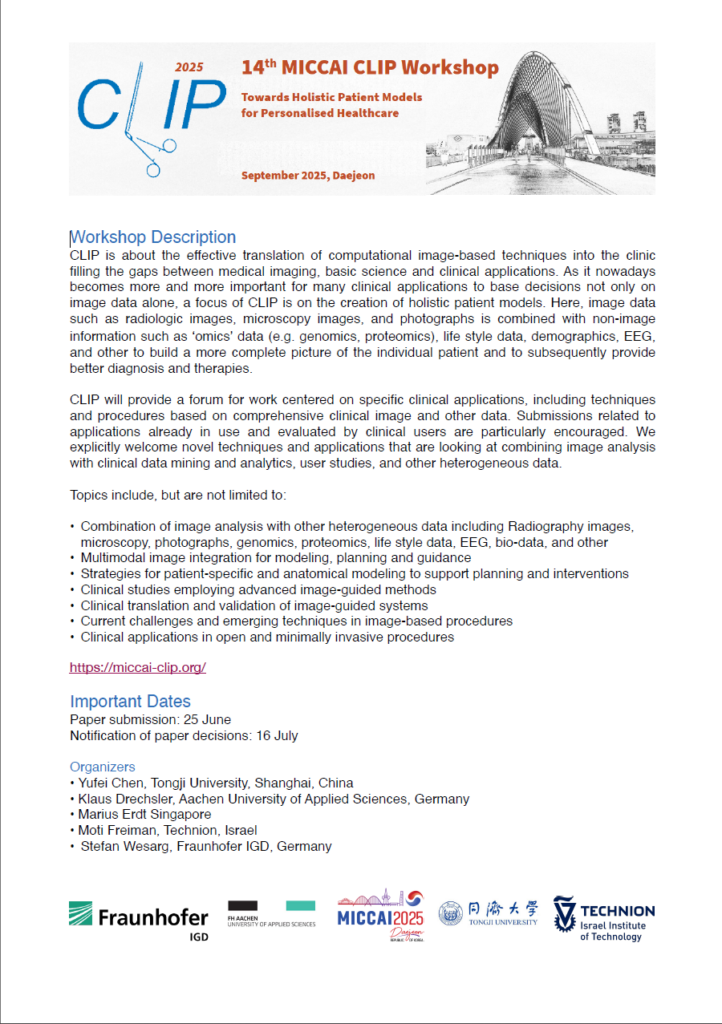 14th MICCAI CLIP Workshop – Towards Holistic Patient Models for ...